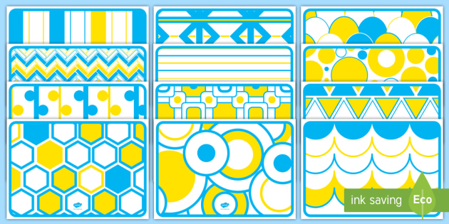 Blue, Yellow and White High Contrast Display Posters