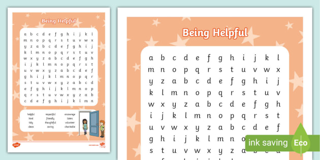 Being Helpful Word Search (teacher made)