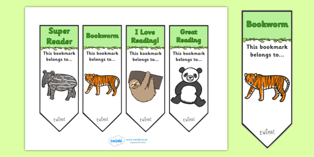 Jungle-Themed Bookmarks (teacher made)