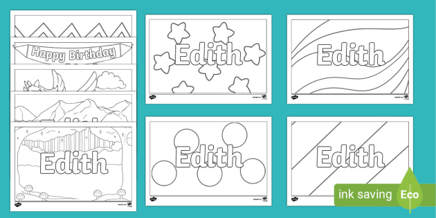 FREE! - Edith Name Simple Colouring Activity Sheets