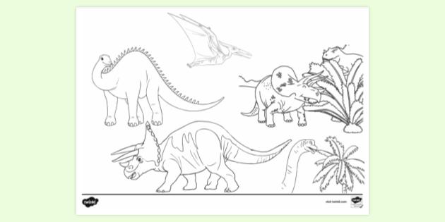 FREE! - Colouring Page of Cartoon Dinosaurs | Colouring Sheet