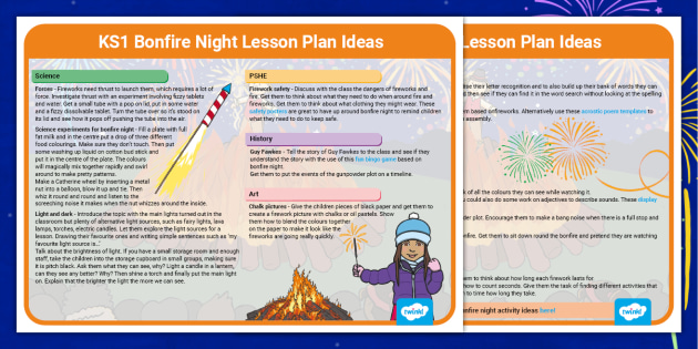Bonfire Night Activities - KS1 Lesson Plan - Twinkl
