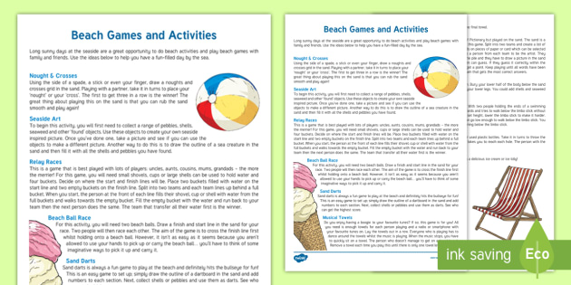 Beach Games Parent and Carer Information Sheet - outdoor