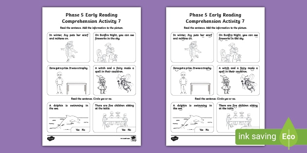 Phase 5 EYFS Reading Comprehension Activity 7 (teacher made)