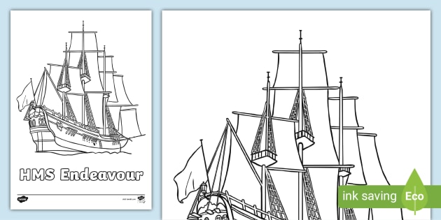 HMS Endeavour Colouring Page (Teacher-Made)