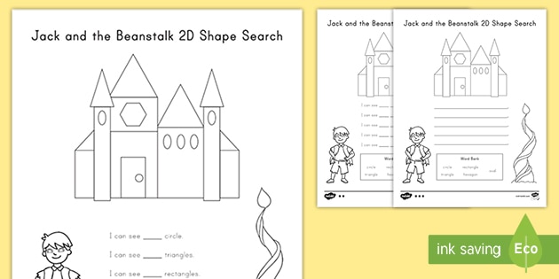 Jack and the Beanstalk 2D Shape Search Activity