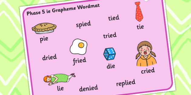 Phase 5 ie Grapheme Word Mat - phase five, graphemes, literacy