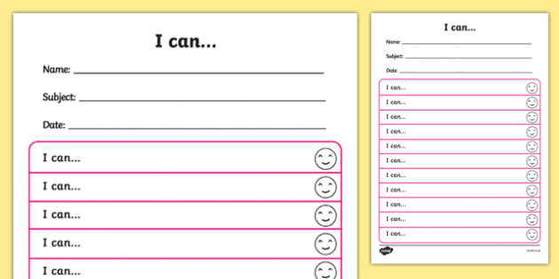 FREE! - Target and Achievement Sheets I Can (teacher made)