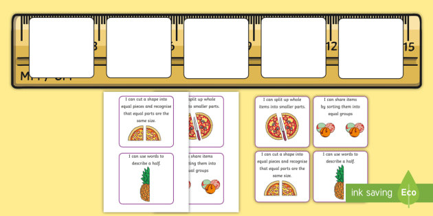 CfE Early Level Fractions Ruler Display Target Cards