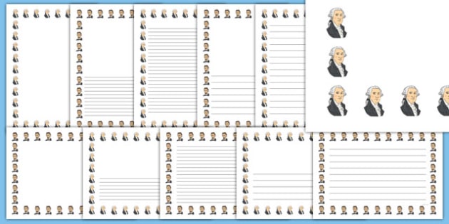 Presidents' Day Writing Borders - presidents day, usa, writing