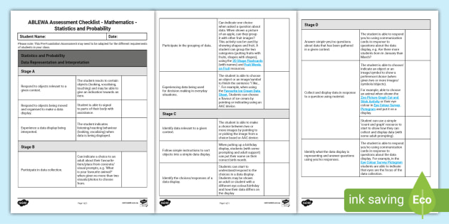 Pre-Foundation Assessment Checklist - Mathematics Statistics and ...
