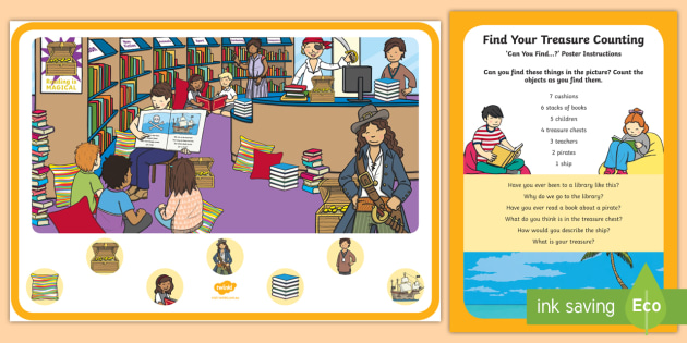 Find Your Treasure Counting Poster and Prompt Card Pack