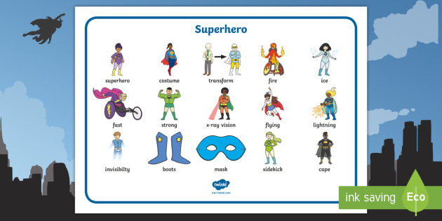 Free Superhero Word Mat Primary Resources