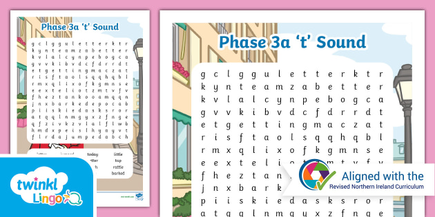 Linguistic Phonics 3a 't' Sound Word Search (teacher made)