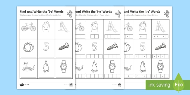 Find and Write the i_e Words (teacher made)
