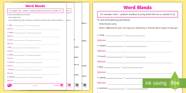 Word Blends Worksheet / Worksheet (teacher made)