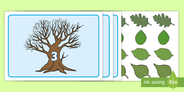 Tree and Leaves Themed Number Matching Activity Mat