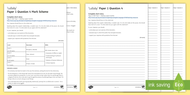 AQA English Language Paper 1 Question 4: Lullaby Extract