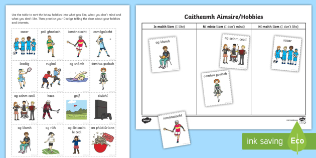 Seachtain na Gaeilge / Irish Language Week Hobbies Sorting Cards - ROI ...