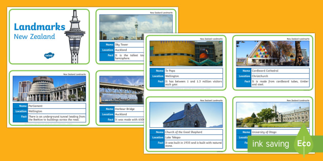 New Zealand Landmark Fact Cards (teacher made)