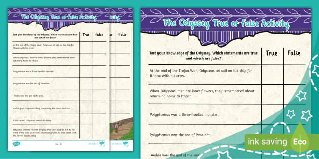 The Odyssey True or False Activity (teacher made)