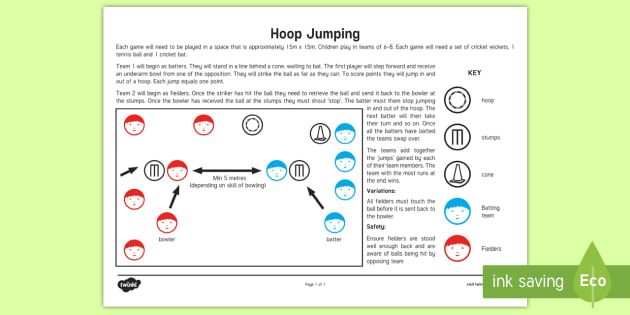 Hoop Jumping Cricket-inspired Striking and Fielding Game Adult Guidance