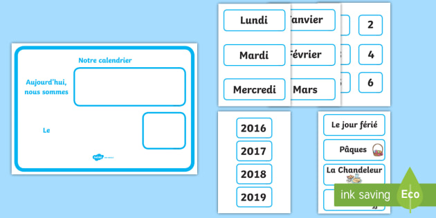 Notre calendrier scolaire Calendrier d'affichage - French / français