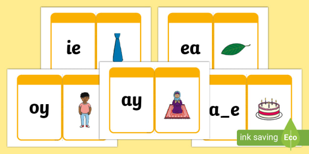 Level 5 Phonics A5 Double-Sided GPC and Mnemonic Flashcards