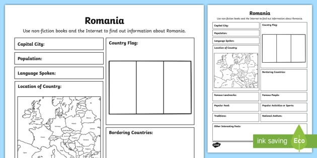 Romania Fact File Writing Template (teacher made)