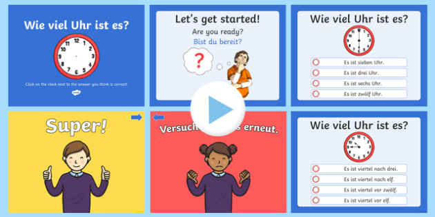 Telling the Time in German Quiz PowerPoint