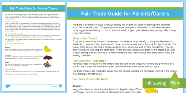 Fair Trade Guide for Parents (teacher made)