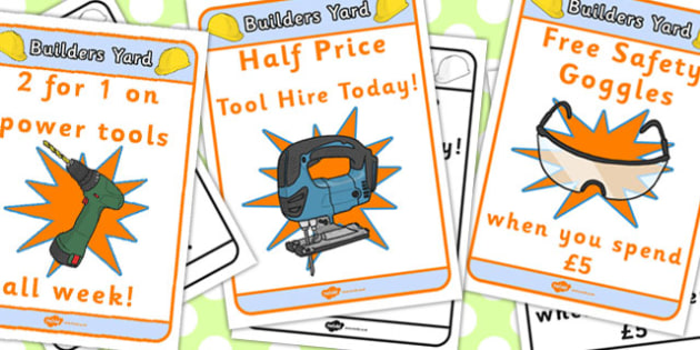 Builders Yard Role Play Posters (teacher made)