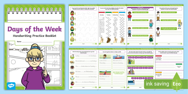 EYFS/KS1 Days of the Week Handwriting Practice Booklet