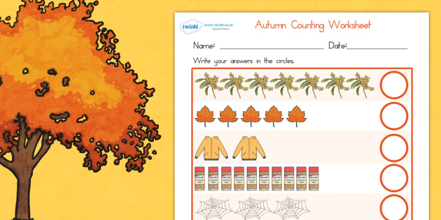 Autumn Counting Worksheet