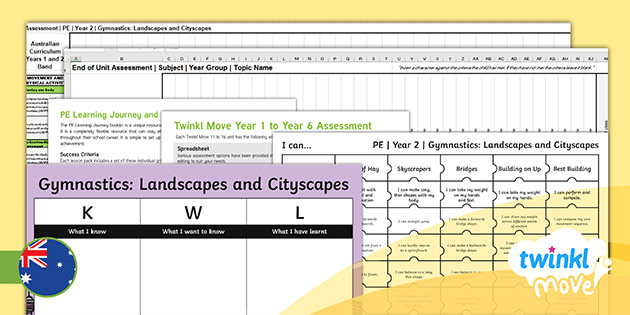Move PE Year 2 Gymnastics: Landscapes and Cityscapes Assessment Pack