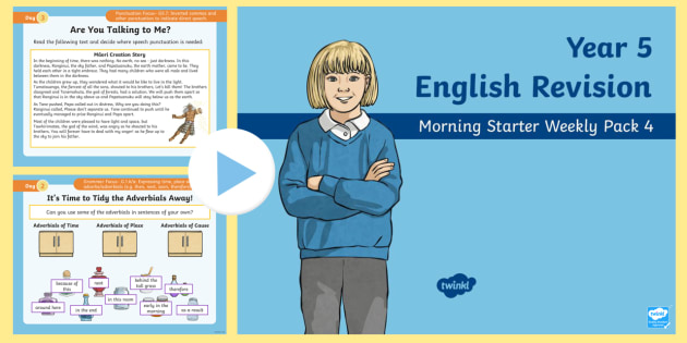 Year 5 English Revision Morning Starter Weekly PowerPoint Pack 4