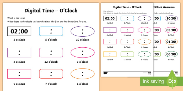 Telling The Time KS1 Primary Resources O clock Worksheet