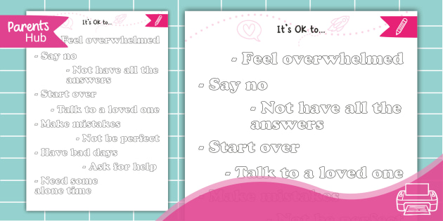 Parents | It's Ok To... | Family Organiser (teacher made)