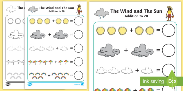 The Wind and The Sun Up to 20 Addition Sheet