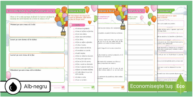 Idei de activități de vacanță (teacher made)