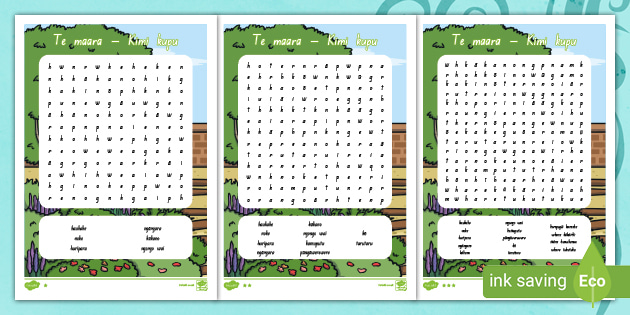 Te maara Differentiated Word Search
