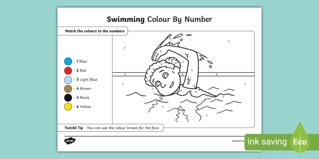 FREE! - Swimming Colour by Number (teacher made)