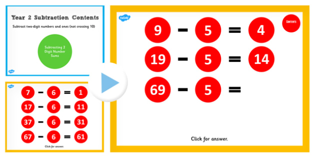 Year 2 Subtracting Digit Numbers and Ones Not Crossing 10 Number