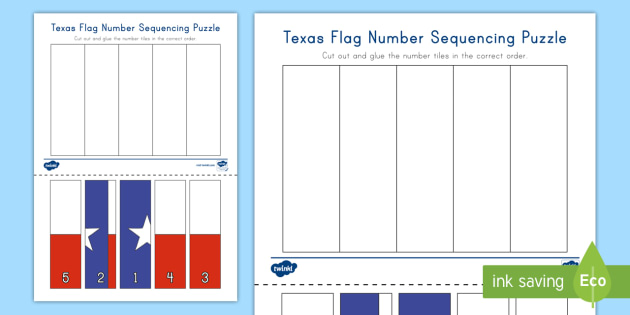Texas Flag 1-5 Number Sequencing Puzzle (teacher made)