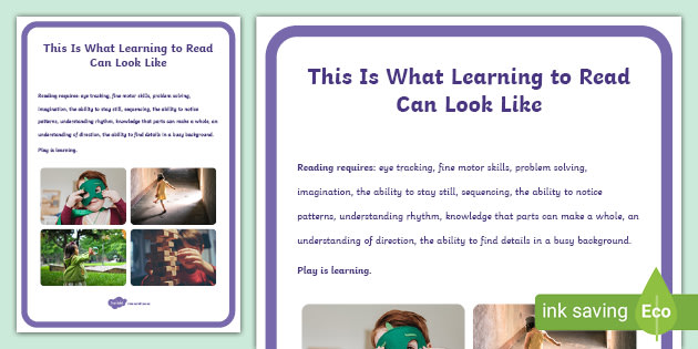 Play and Reading Handout (teacher made)