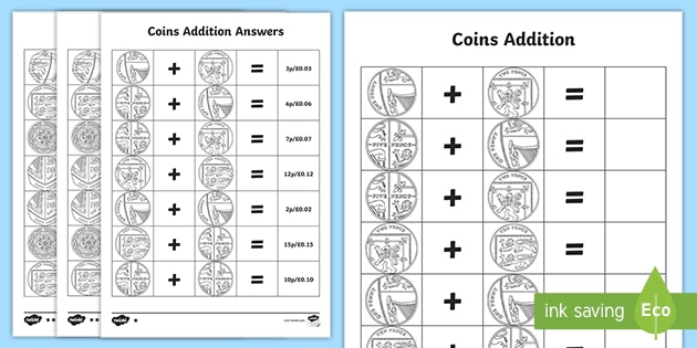 Coins Addition Worksheet / Worksheet (teacher made)