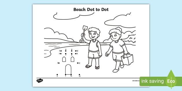 Printable Beach Theme Dot-to-Dot Activity