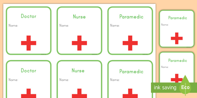Hospital ID Dramatic Play Badges (teacher made)