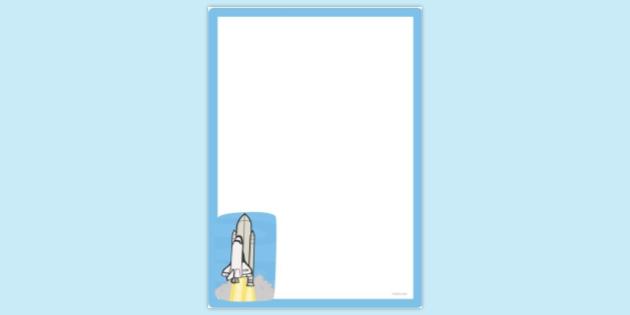 Simple Blank Rocket in the Sky Page Border | Twinkl