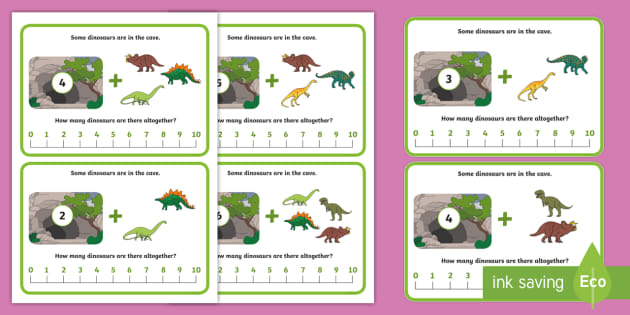 0-10 Counting and Addition | Dinosaur Counting Cards